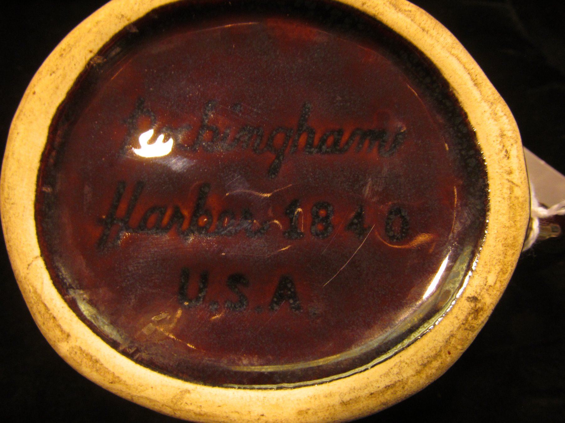 "Rockingham Harker 1840 U.S.A." Stoneware Mug of Daniel Boone with Coon ...