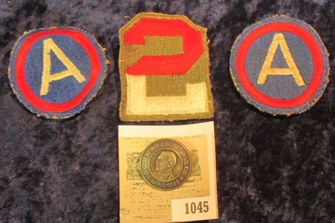 1045 _ (3) Cloth Military Patches; & an early Nazi Germany Pin-back: On ...