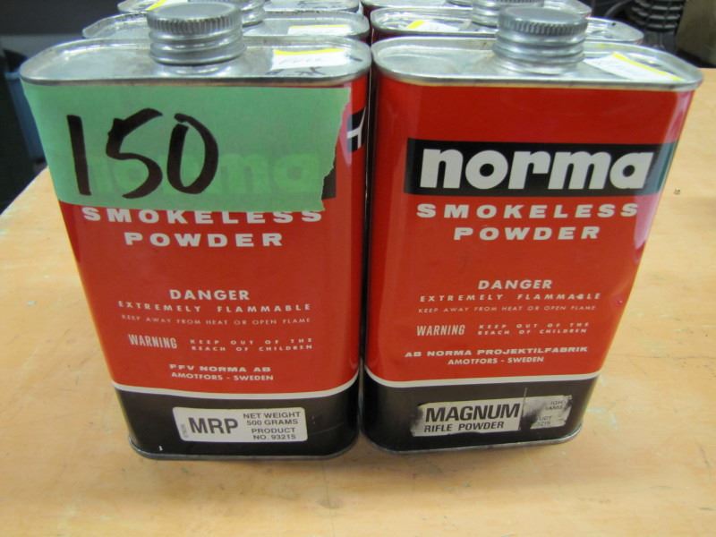 NO SHIPPING lot of six cans full and partful magnum rifle powder