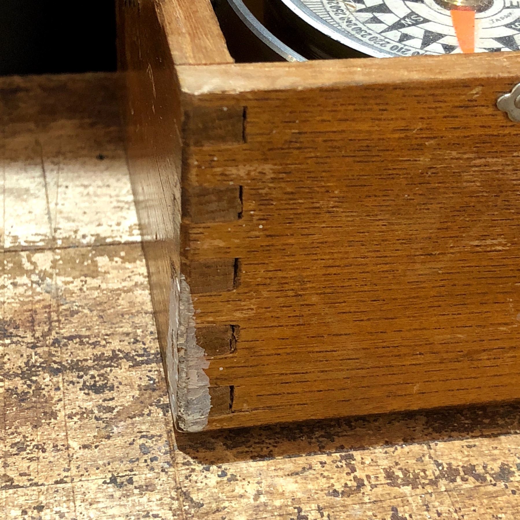 Vintage Japanese Nautical Compass in Dovetail Wood Box