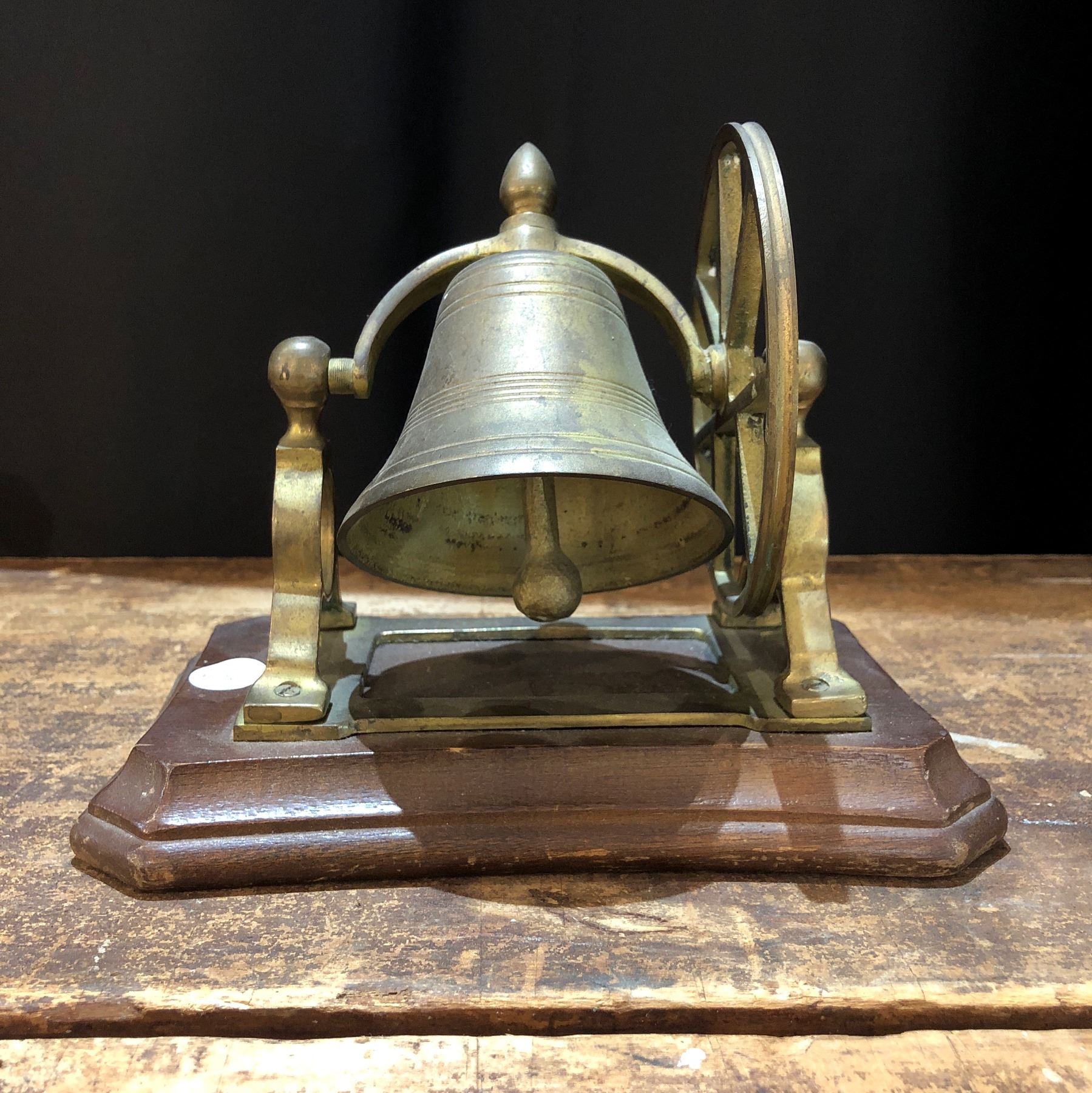 Antique Brass and Wood Servants Bell