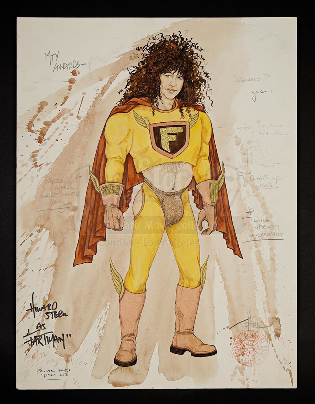 Fartman Hand-Drawn Costume Sketch From MTV Awards - 1992 MTV VIDEO ...