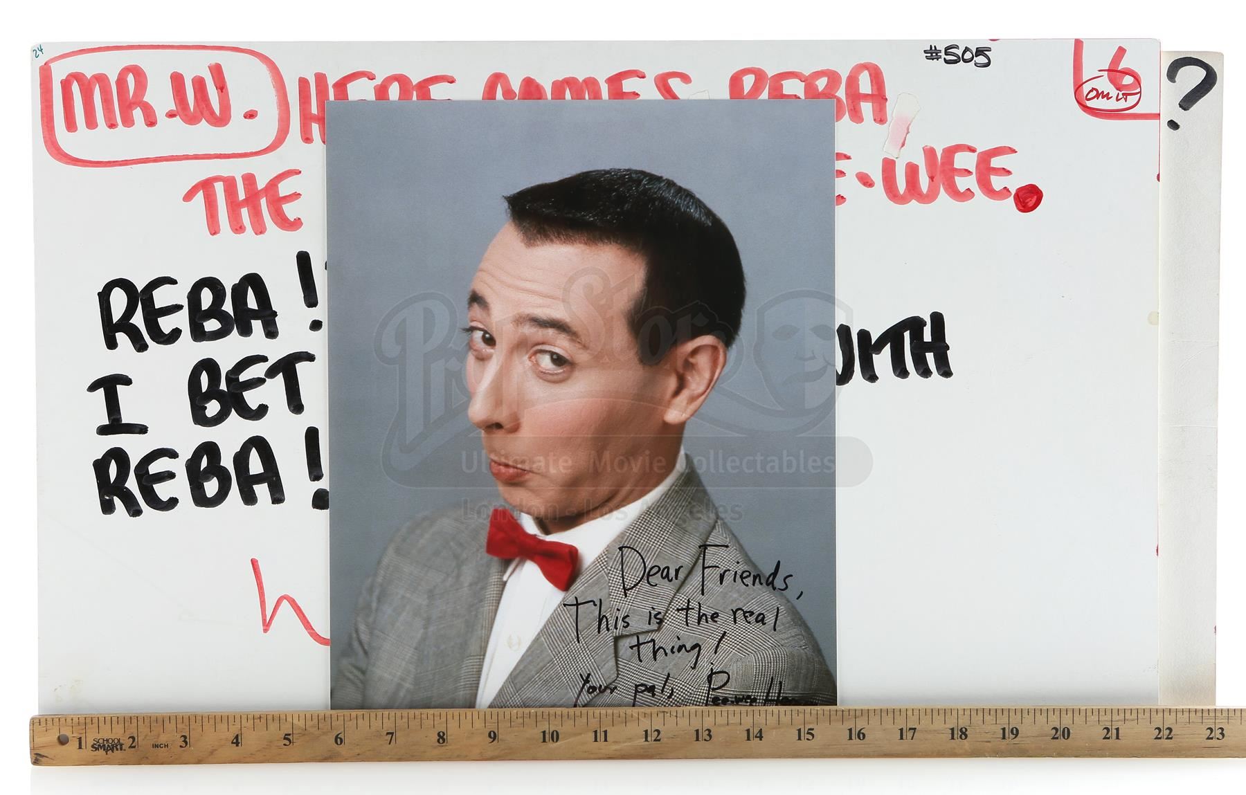 Two Production Pee-Wee Herman (Paul Reubens) Cue Cards and Pee-Wee ...
