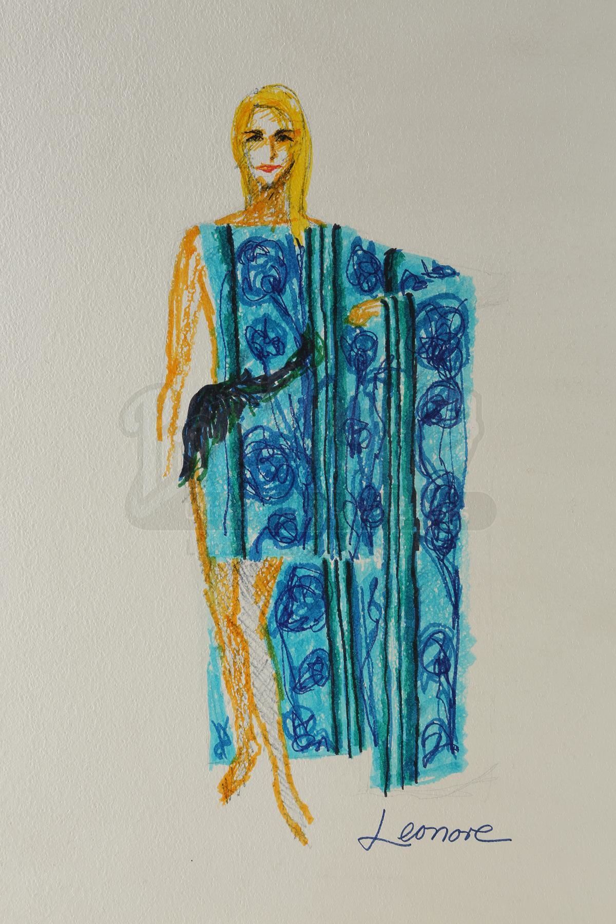 William Ware Theiss Hand-Drawn Costume Sketch Of Lenore’s (Barbara ...