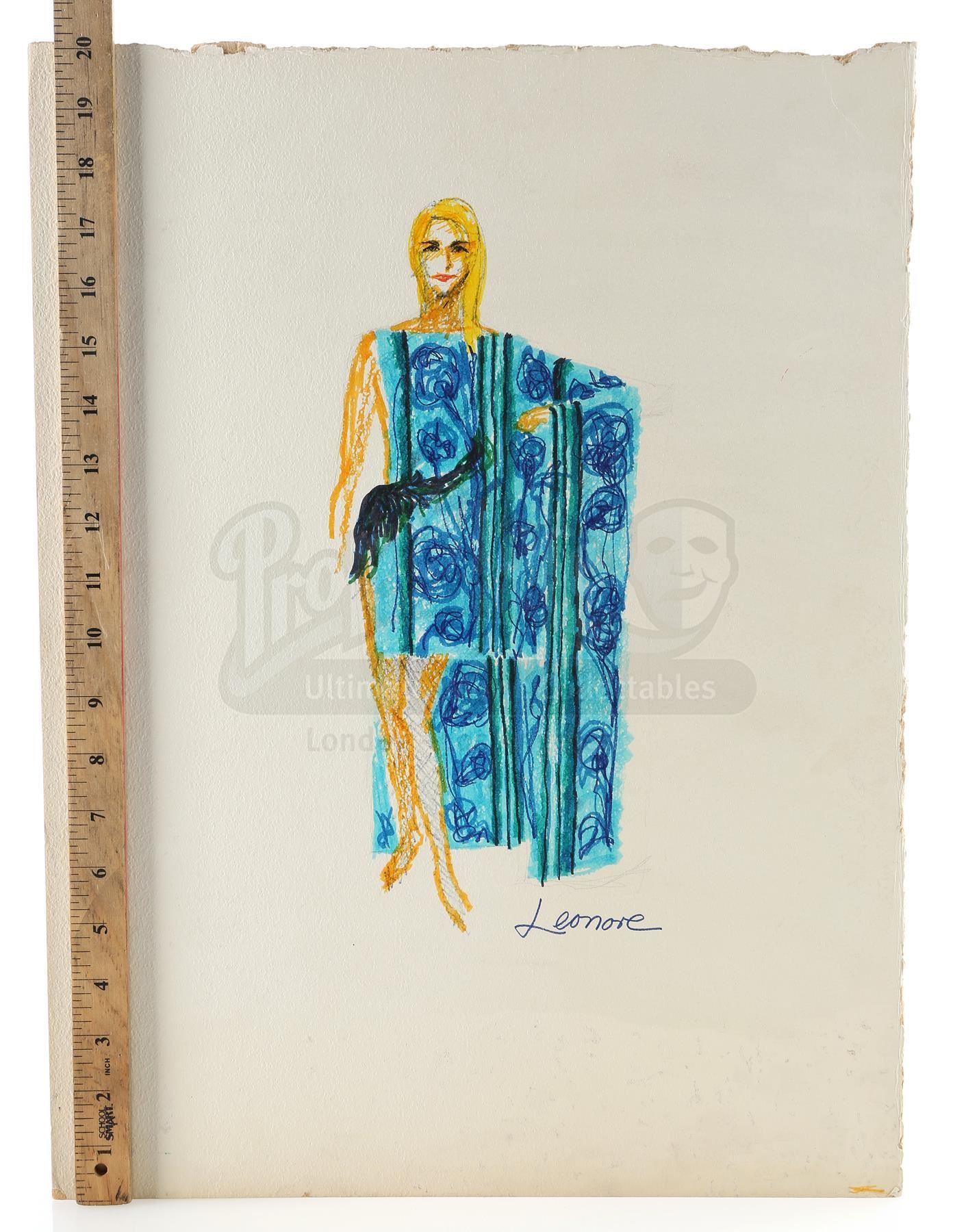 William Ware Theiss Hand-Drawn Costume Sketch Of Lenore’s (Barbara ...