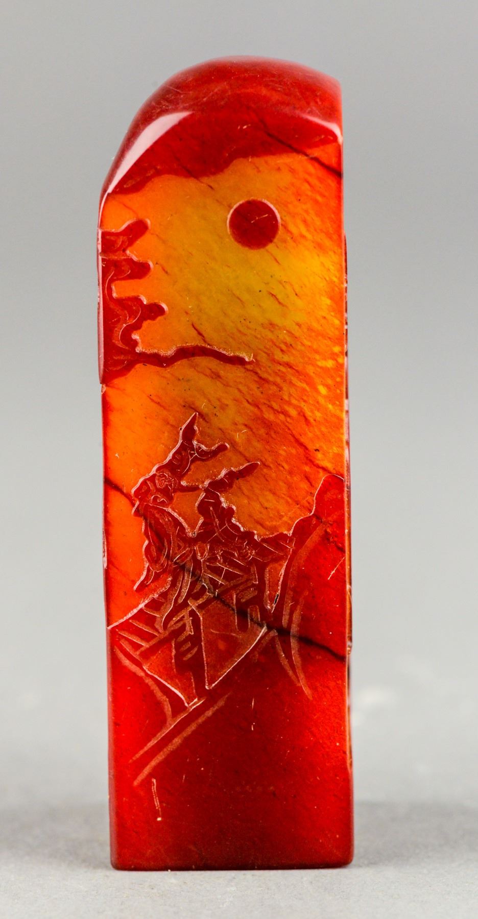 Chinese Red Skin Shoushan Stone Carved Seal