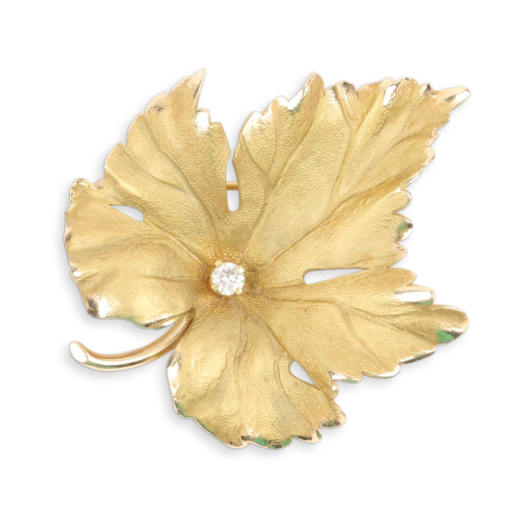 Tiffany, 14K Gold & Diamond Maple Leaf Brooch