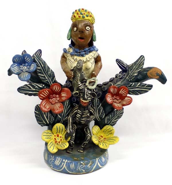 Vintage Mexican Pottery Ocumichu Mermaid & Satan