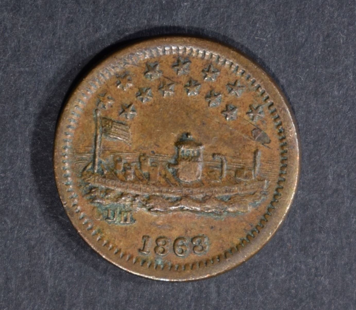 1863 USS MONITOR CIVIL WAR TOKEN