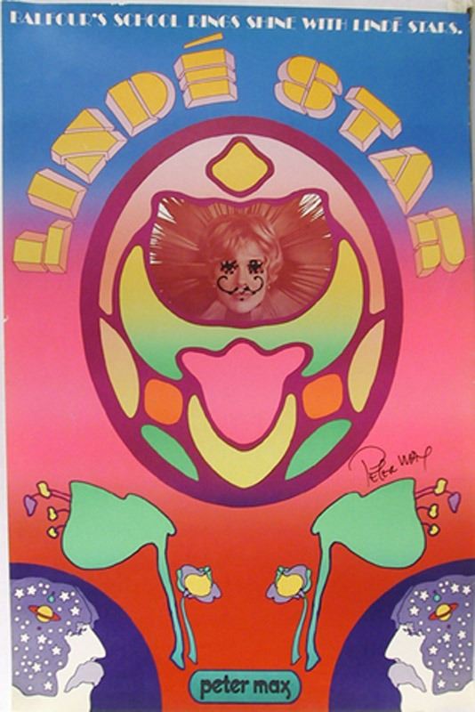 Peter Max, Linde Star, Poster with Ink Drawing