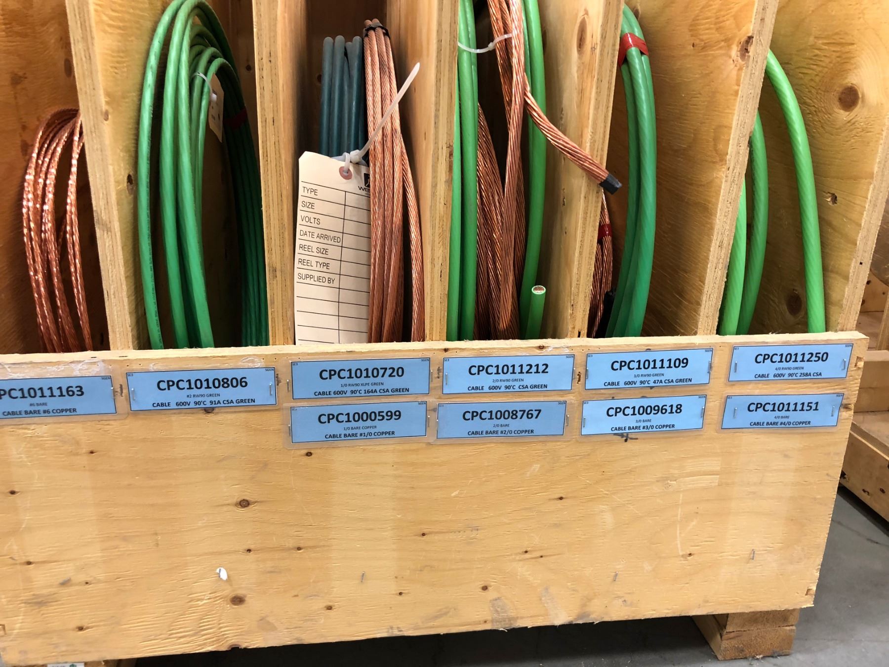 7 Assorted GND Cable & bin