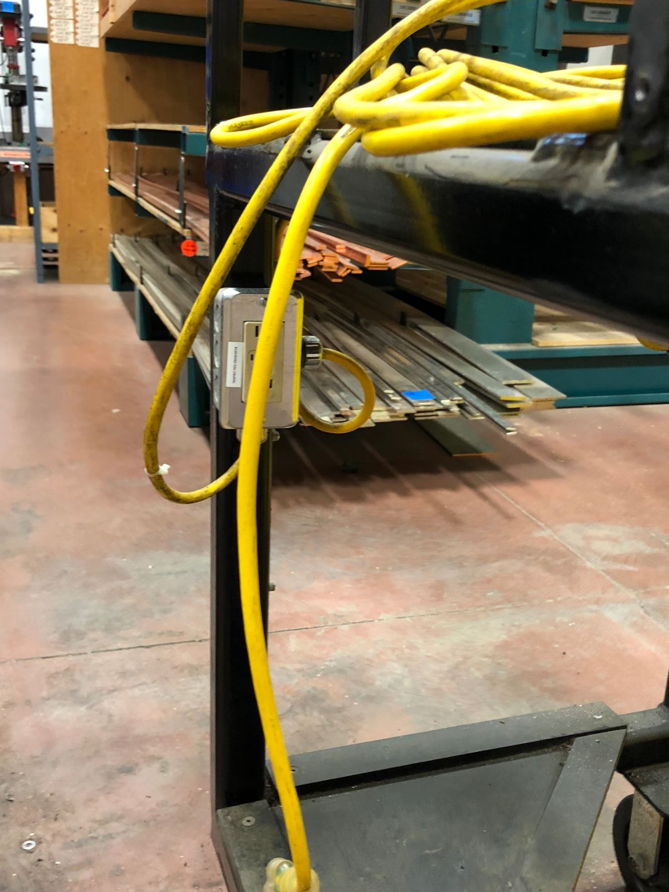 Heavy duty custom rolling workbench 96" x 24" x 36" c/w 8" vise, wired ...