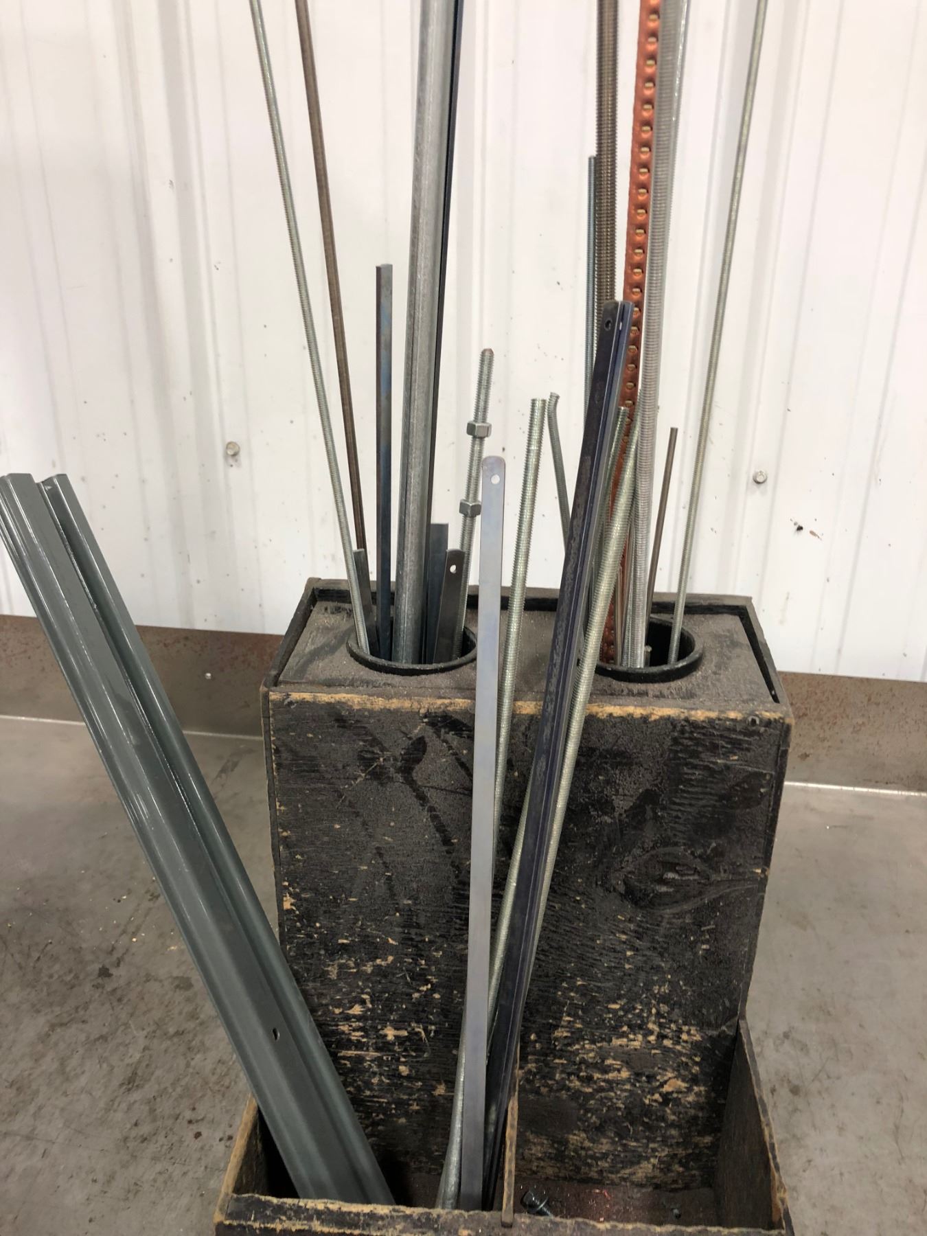 Bin various redi rod and assorted steel