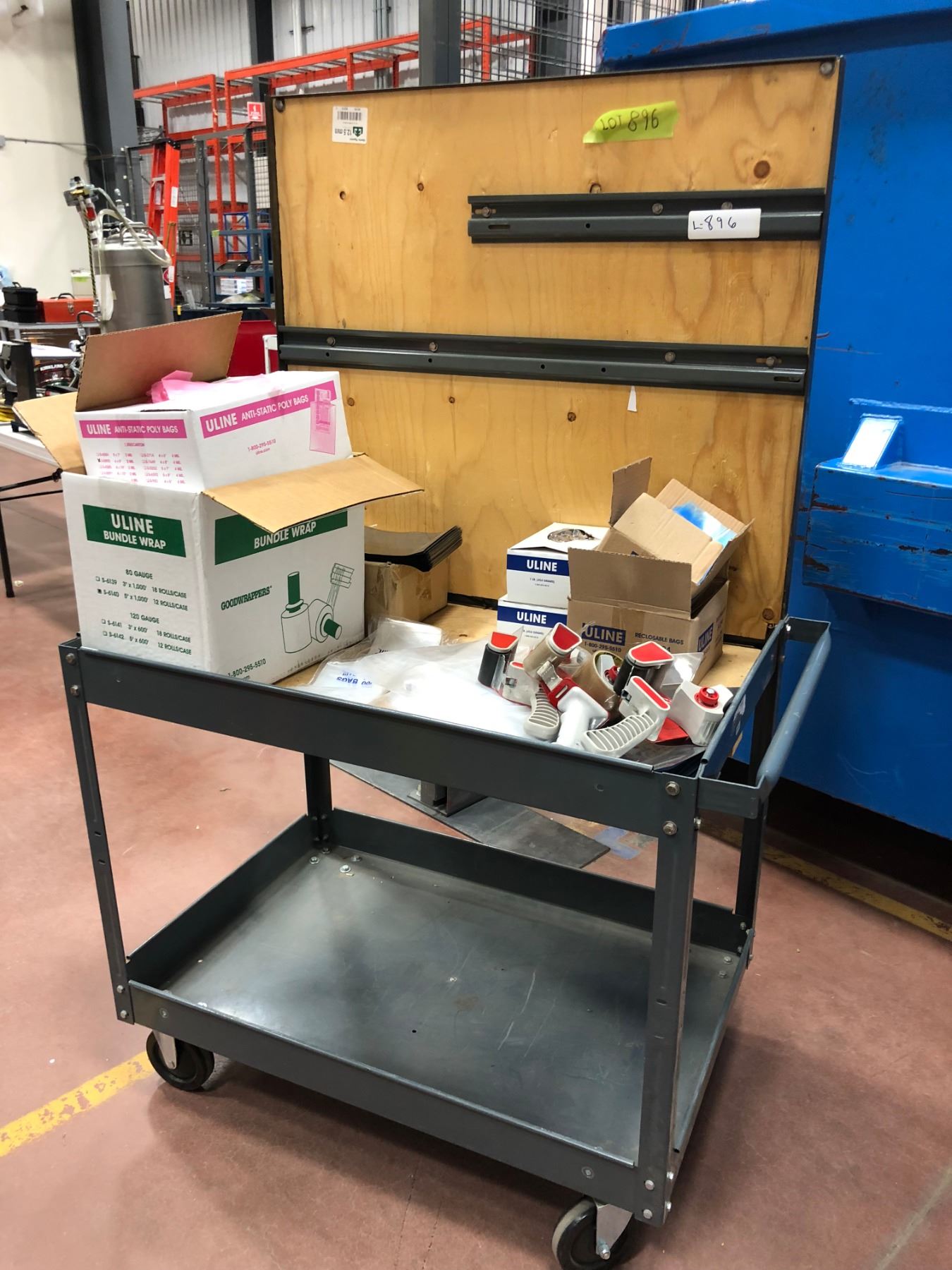 Rolling parts cart 5 shelf 24" x 36" x 63", assorted Uline shipping ...