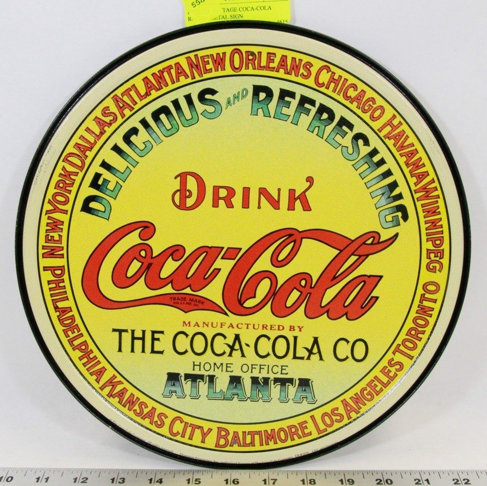 REPLICA VINTAGE COCA-COLA ROUND METAL SIGN