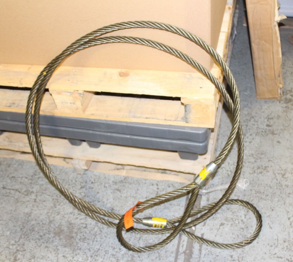 PAIR OF HD INDUSTRIAL STEEL-WOVEN WIRE ROPE SLINGS