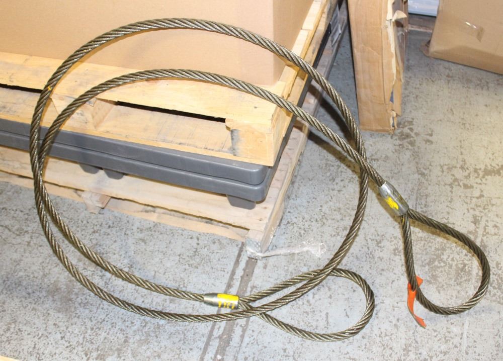 PAIR OF HD INDUSTRIAL STEEL-WOVEN WIRE ROPE SLINGS