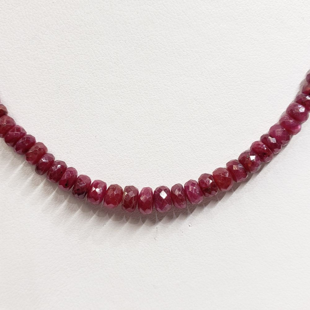 24) STERLING SILVER NATURAL RUBY BEAD NECKLACE - Kastner Auctions