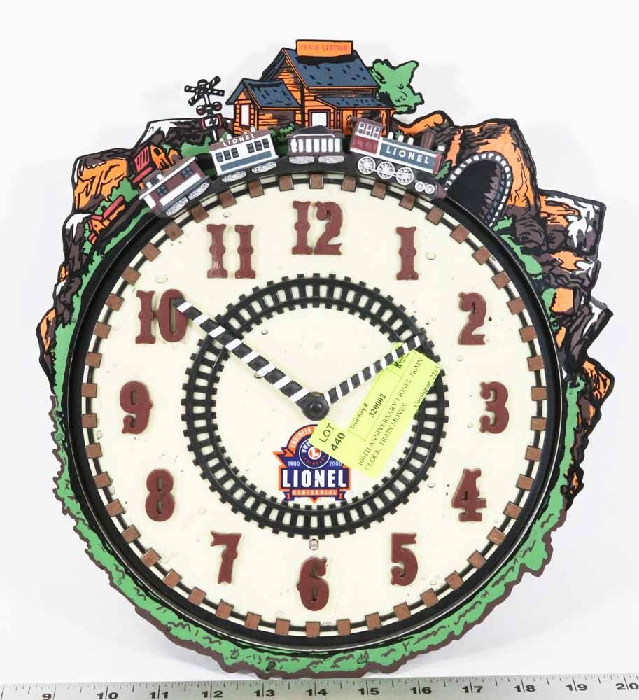 100TH ANNIVERSARY LIONEL TRAIN CLOCK, TRAIN MOVES