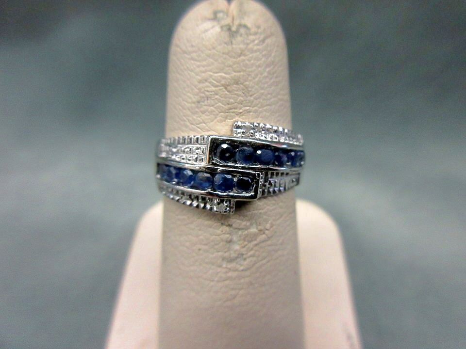 Blue Sapphire & Diamond Channel Set Ring