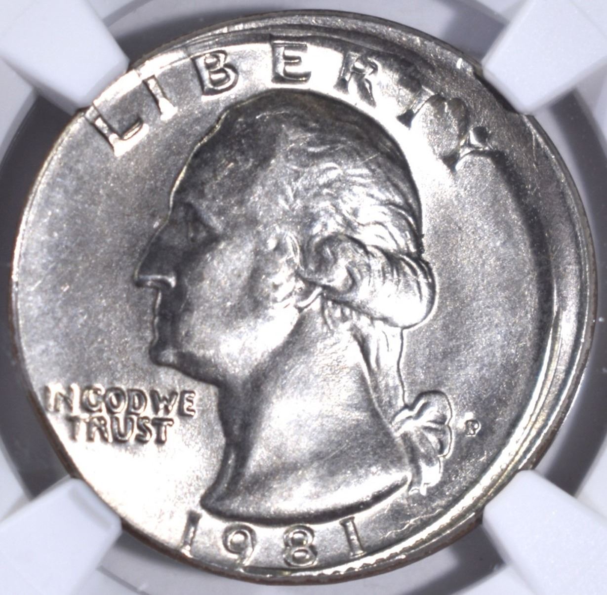 1981-P MINT ERROR WASH. QUARTER NGC UNC details
