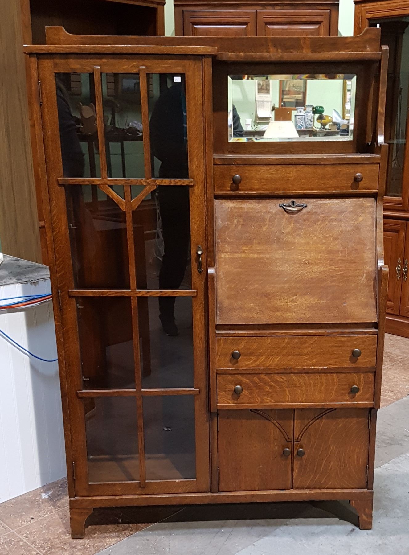 ANTIQUE AMERICAN OAK SIDE BY SIDE SECRETAIRE