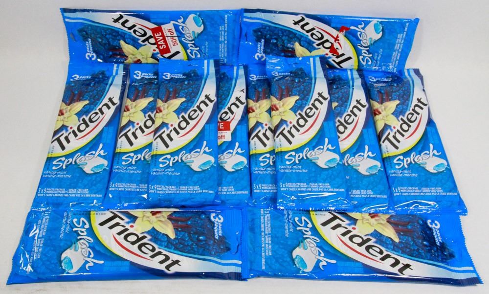 12 PACKS OF TRIDENT SPLASH VANILLA MINT GUM