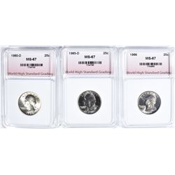 3-WASHINGTON QTRS GRADED WHSG