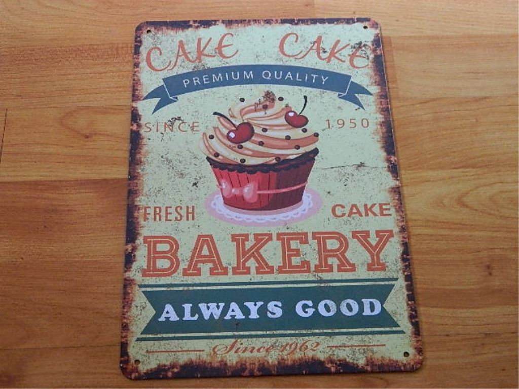 VINTAGE DESIGNED METAL SIGN - CAKE CAKE BAKERY