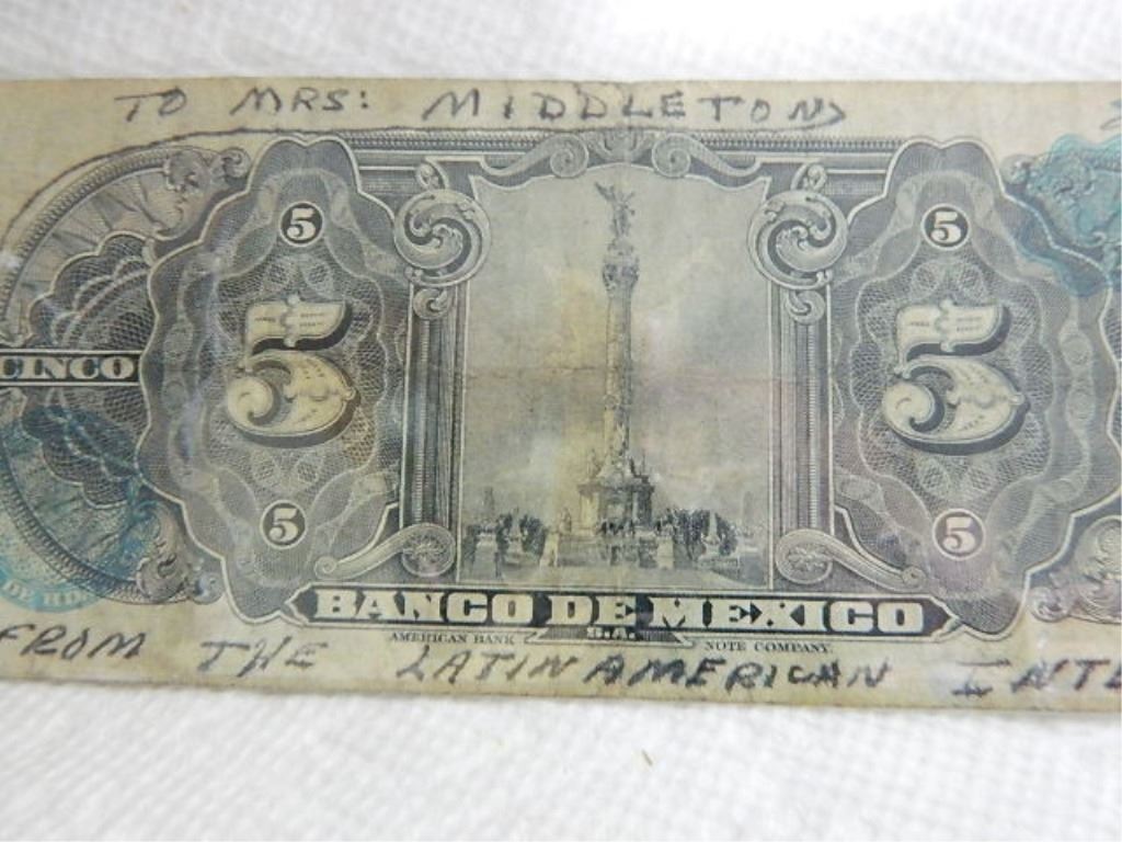 PAPER NOTE - CINCO - 5 PESO - BANCO DE MEXICO - - as-is1963