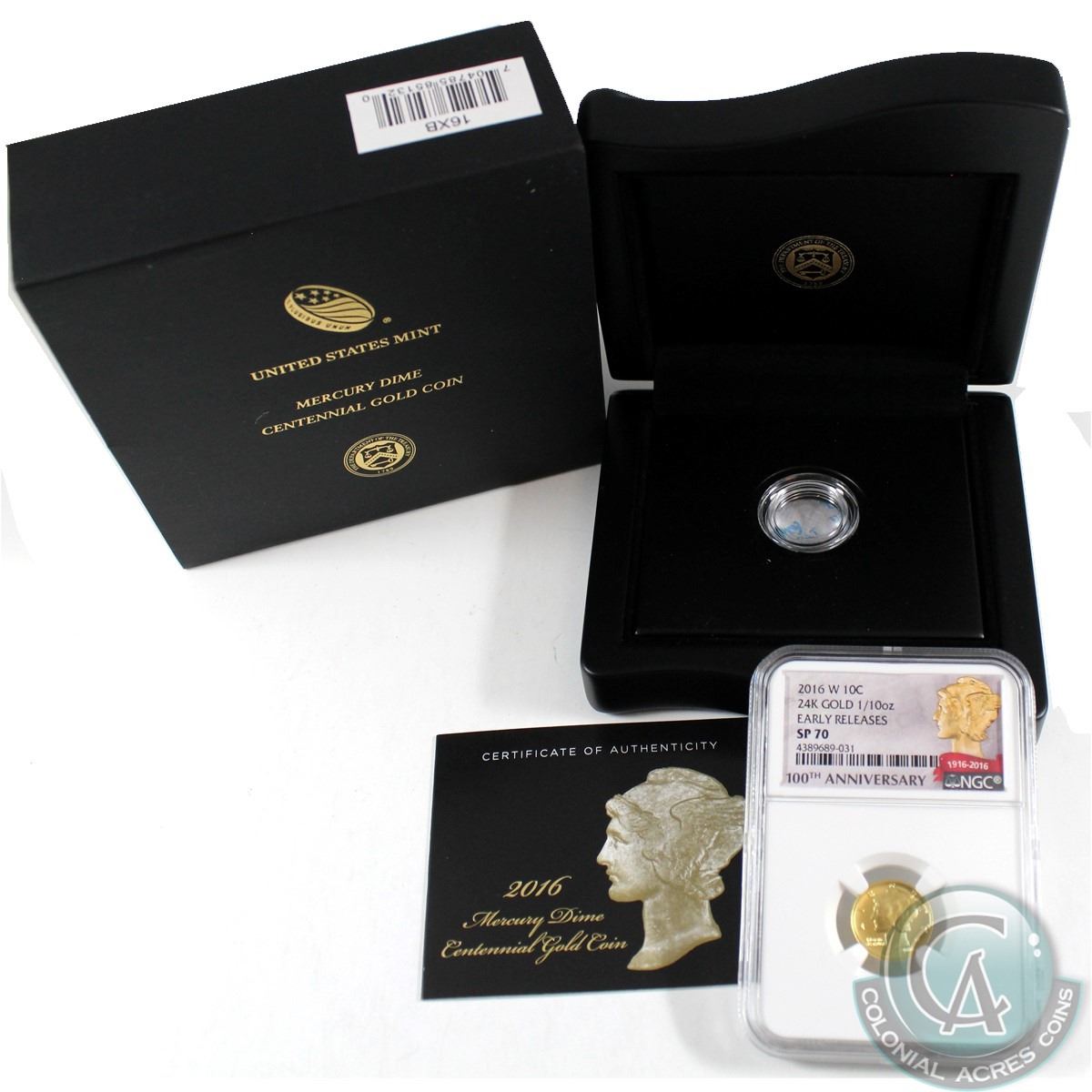 2016-W United States Mercury Dime Centennial 1/10 24K Gold NGC ...