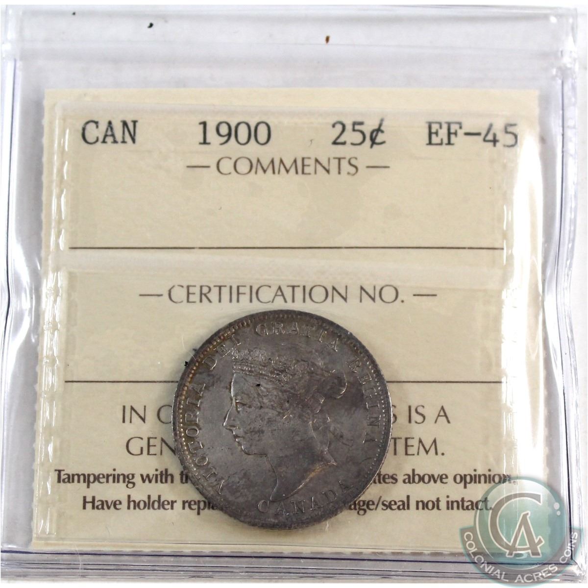 25-cent 1900 ICCS Certified EF-45