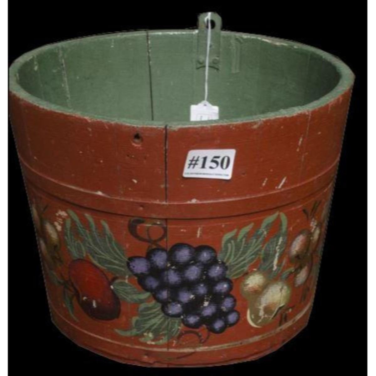 Antique Hand-painted Tole Wooden Orchard Bucket