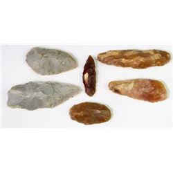 Collection of 6 stone paleolithic scrapers