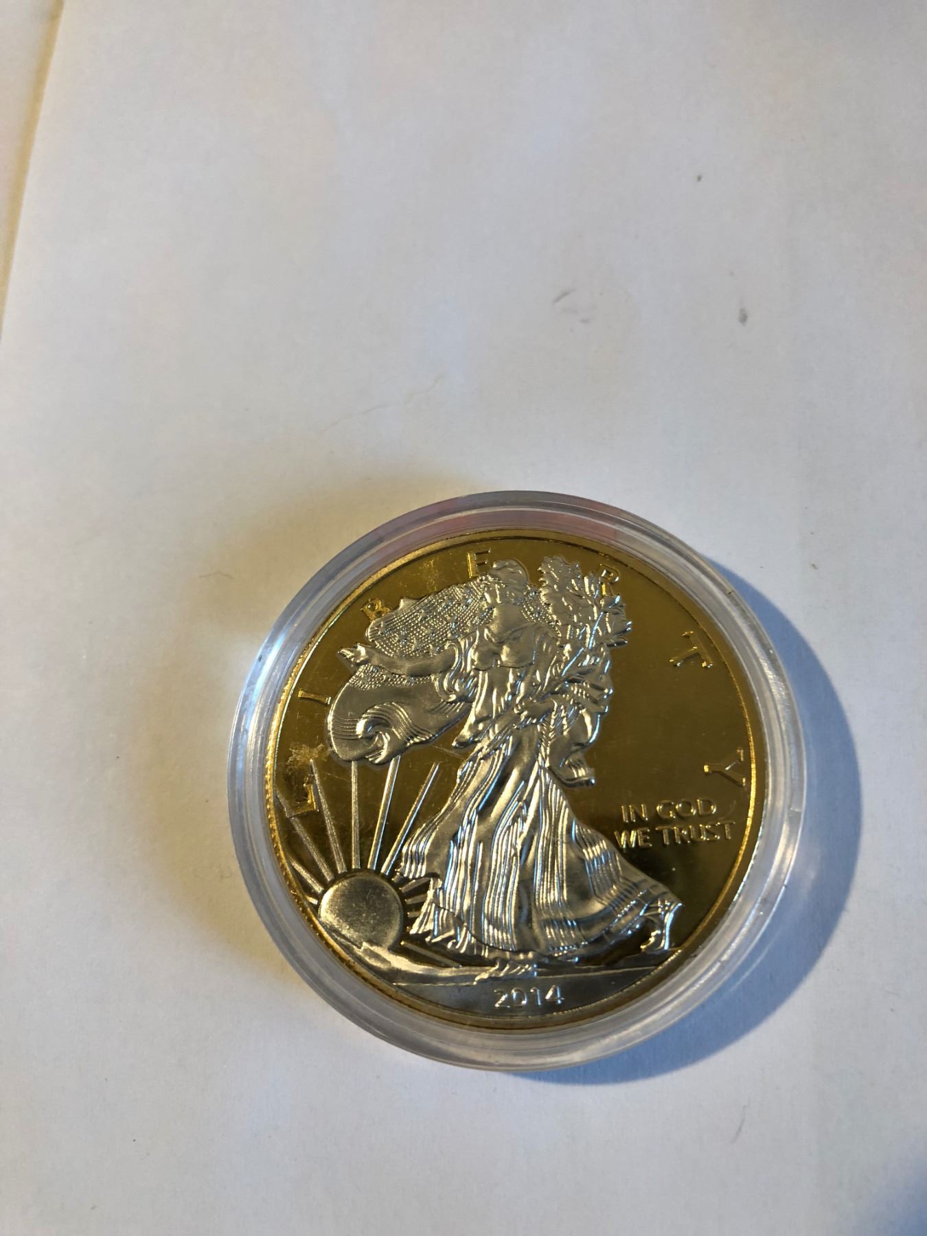 2014 1oz Fine Silver Eagle with Gold Overlay in Hard Display Case