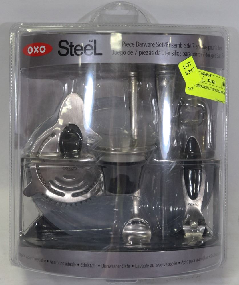 NEW OXO STEEL 7 PIECE BARWARE SET
