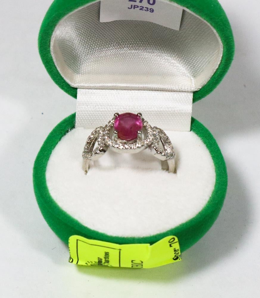 20) STERLING SILVER RUBY CUBIC ZIRCONIA RING