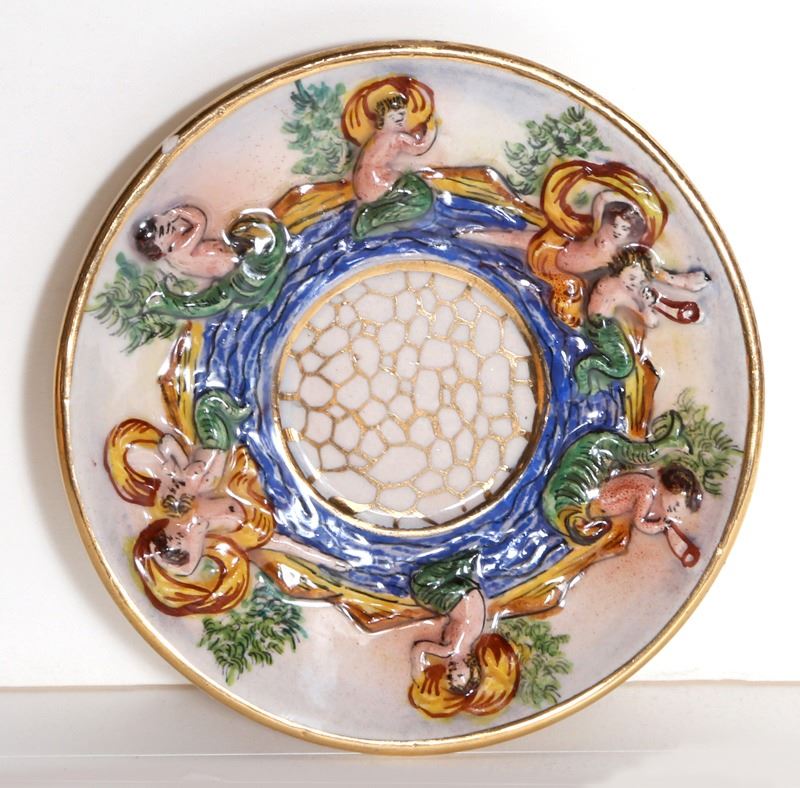 Lot of 4 Ardalt Capodimonte Porcelain Pieces - Two Plates, Box and Bowl