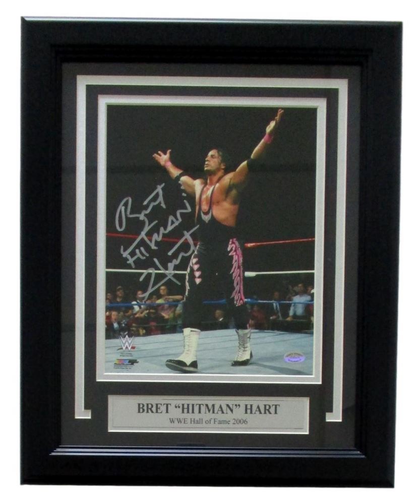 Bret "Hitman" Hart Signed WWE 11x14 Custom Framed Photo Display (SI COA)