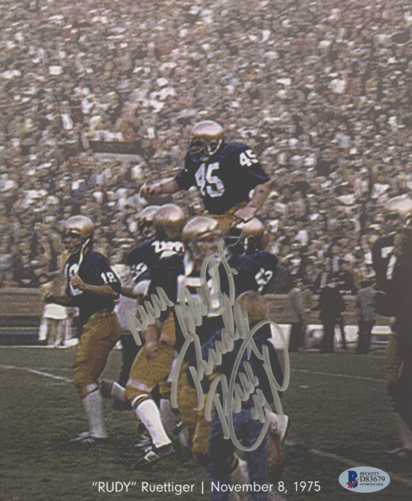 Rudy Ruettiger Signed Notre Dame Fighting Irish "Carried Off the Field ...