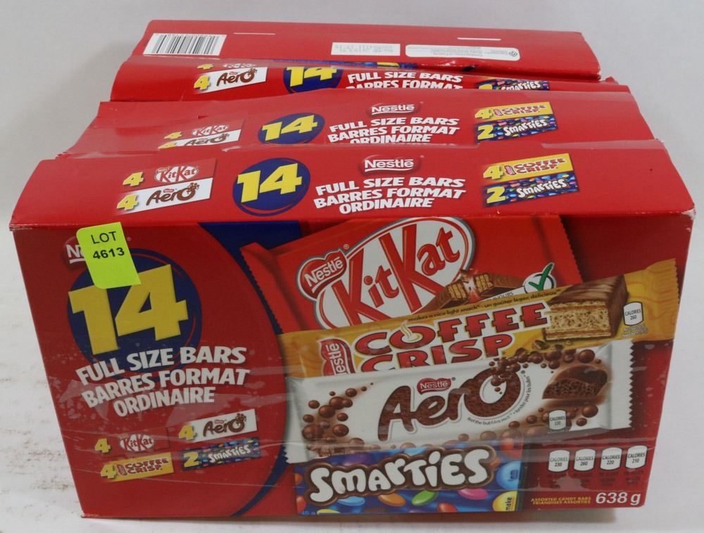 4 BOXES OF ASSORTED NESTLE FULL SIZE CHOCOLATE BAR