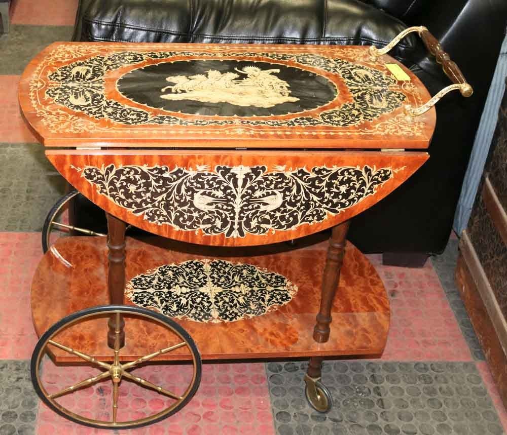 ESTATE WOOD INLAY TEA CART