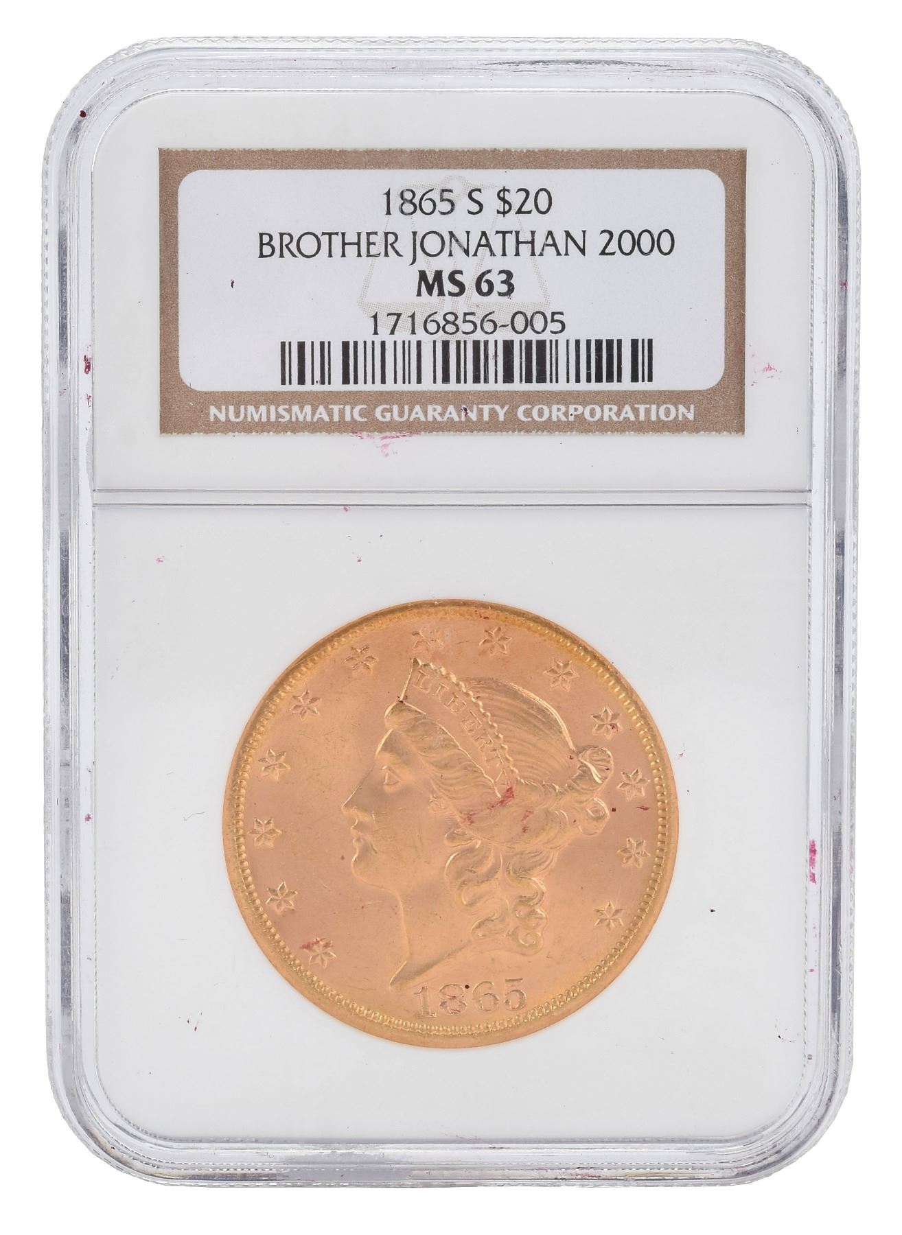 1865-S $20 Gold Liberty Head Double Eagle Coin recovered from the SS ...