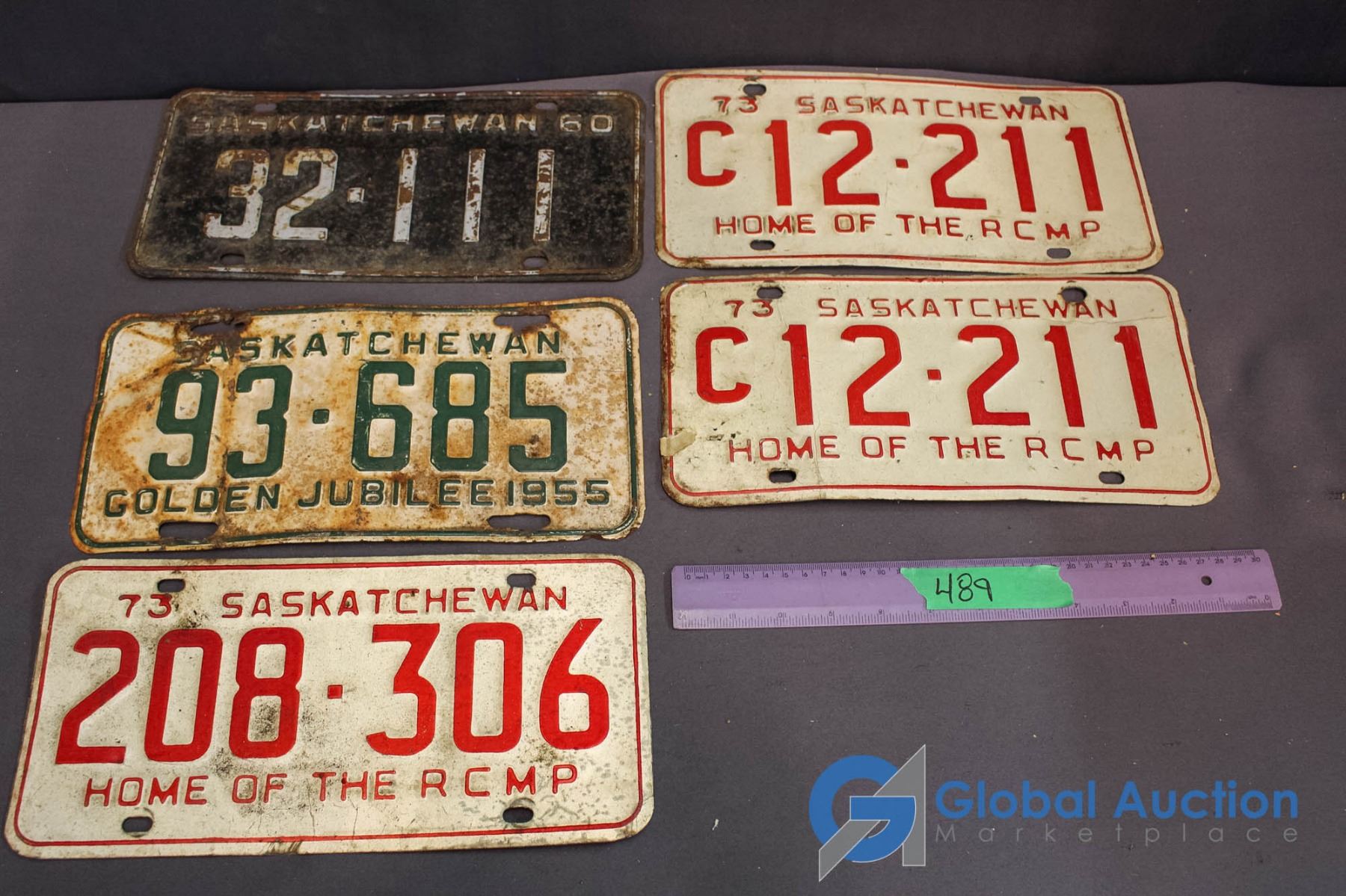 Lot of SK License Plates - 1960, 1955, 1973, Pair of 1973