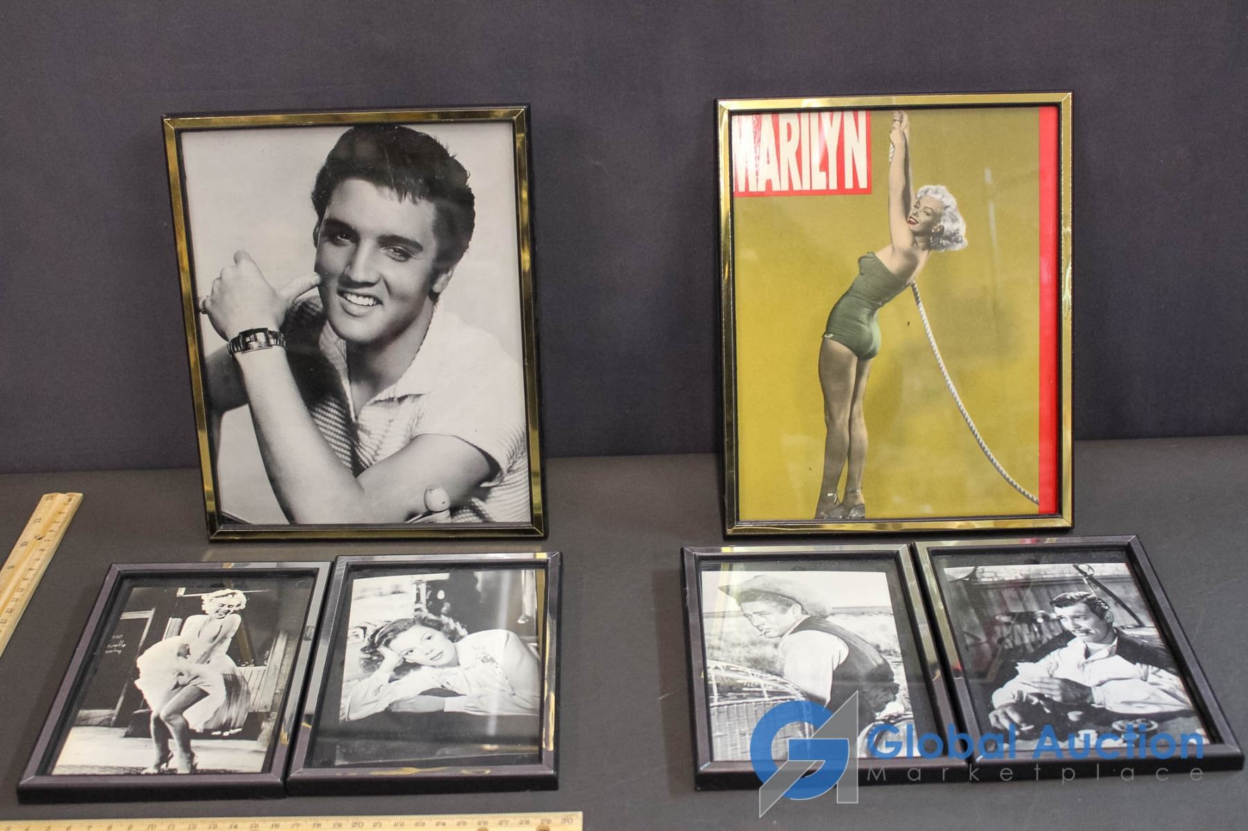 (6) Framed Hollywood Photos (Elvis Presley, Marilyn Monroe, Judy ...
