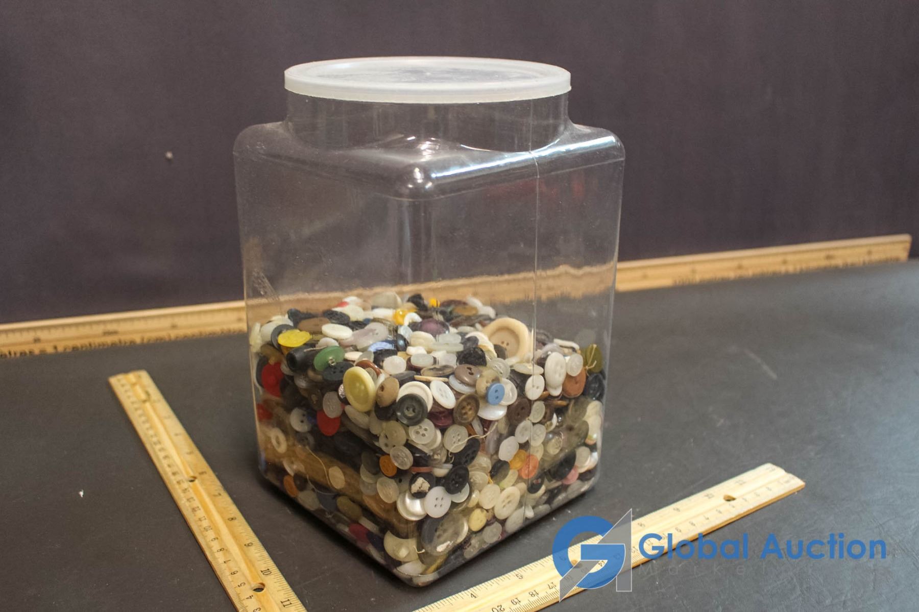 Large Plastic Container of Buttons