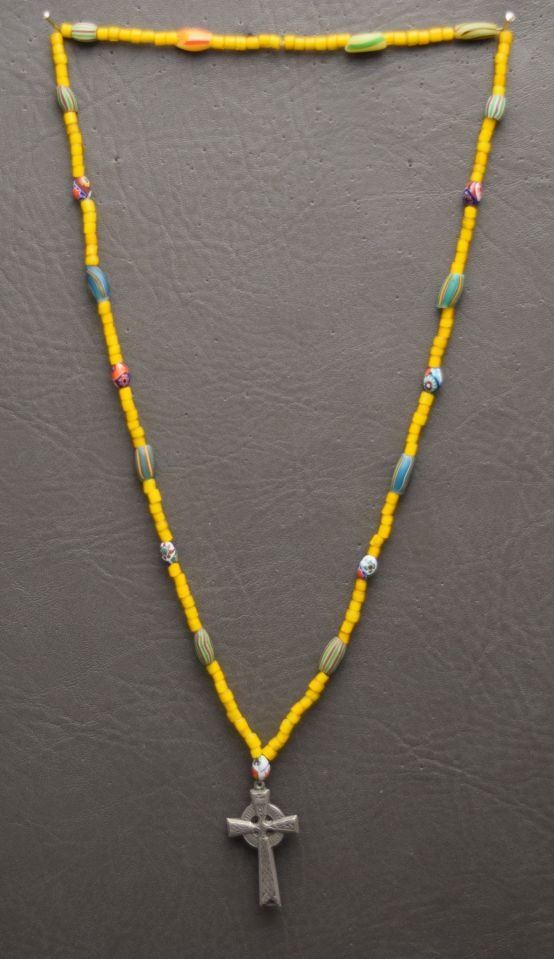 TRADE BEAD CROSS NECKLACE