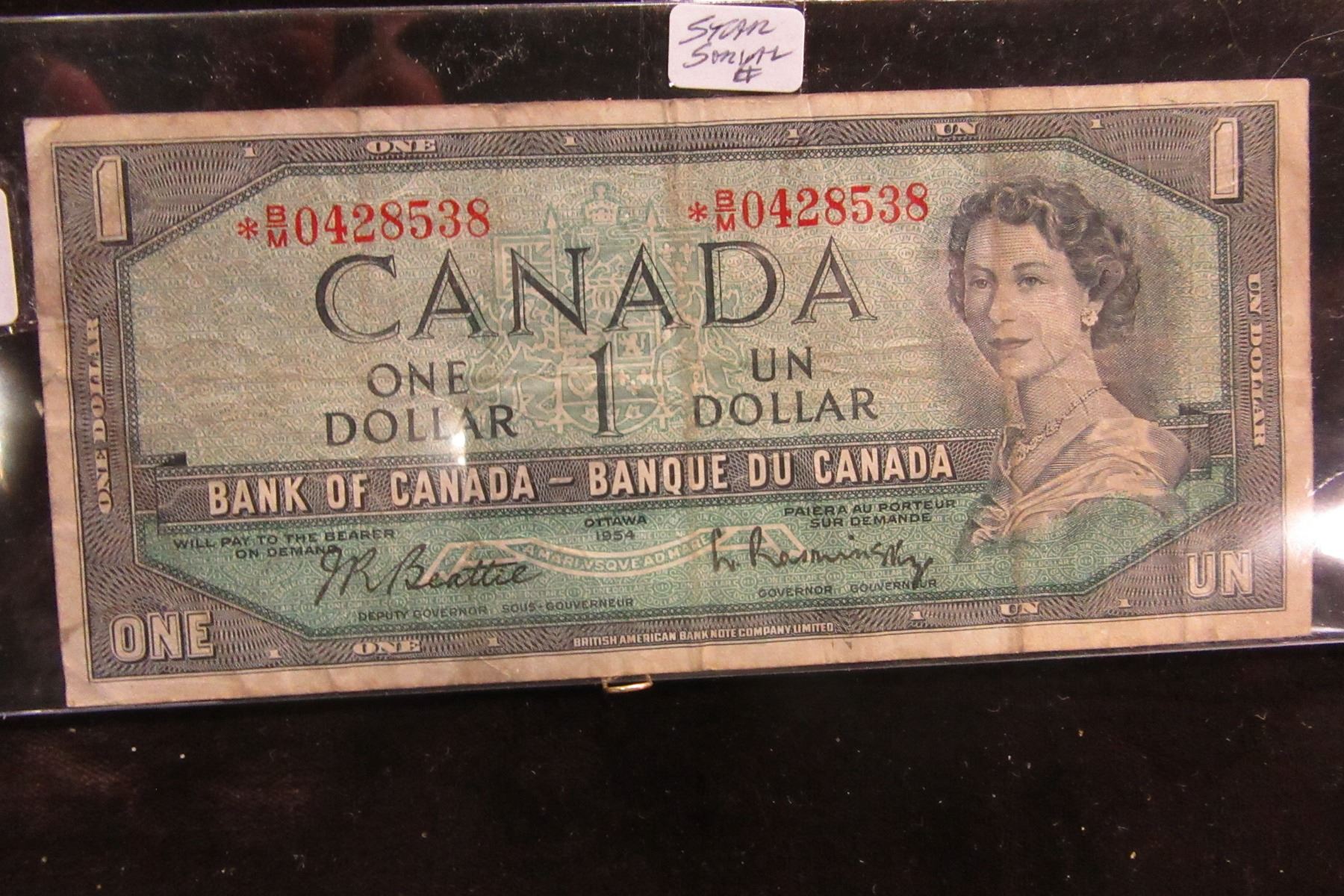 1954 BANK OF CANADA $1 BILL