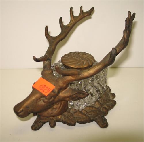 FIGURAL STAG INKWELL