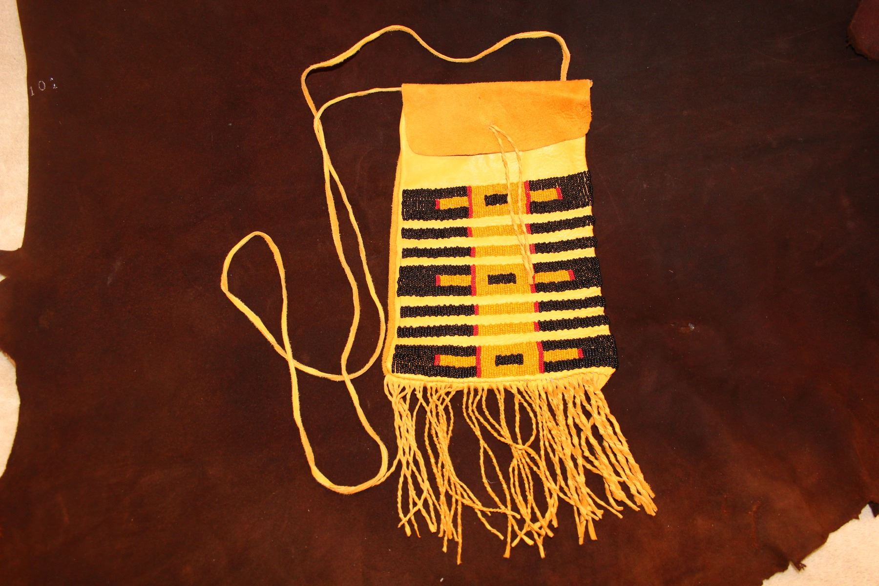 Beaded Sioux Pattern Fringed Possibles Bag- Made By Montana Artist Jim ...